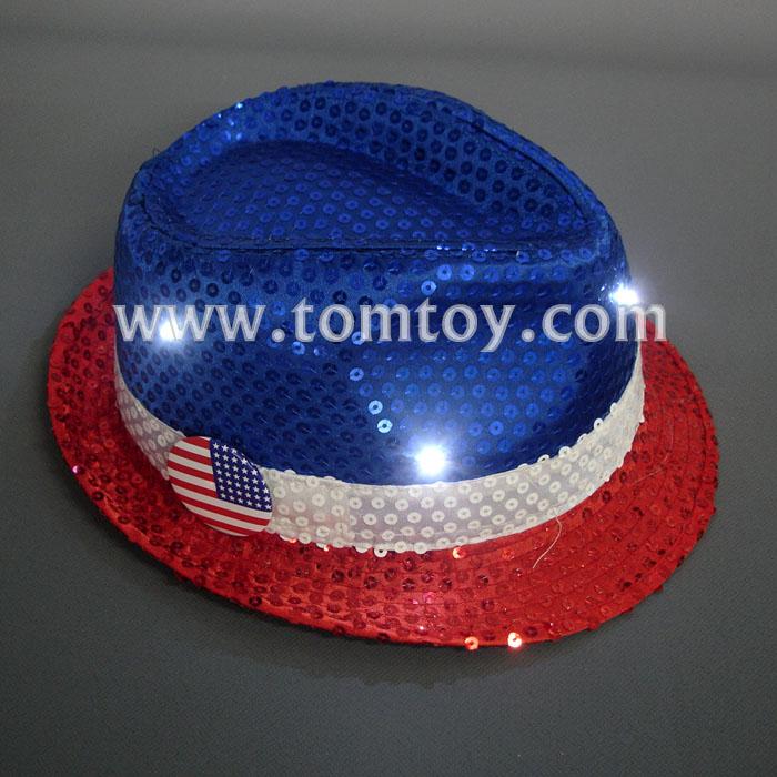 LED American Flag Fedora Hats-Tomtoy