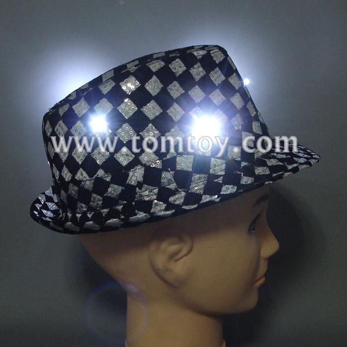 LED Chequering Fedora Hats-Tomtoy