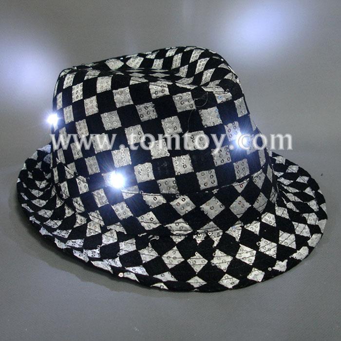 LED Chequering Fedora Hats-Tomtoy