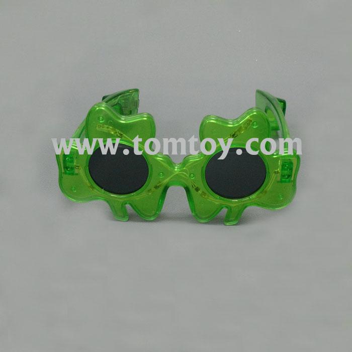 LED Light Up Green Shamrock Sunglasses-Tomtoy