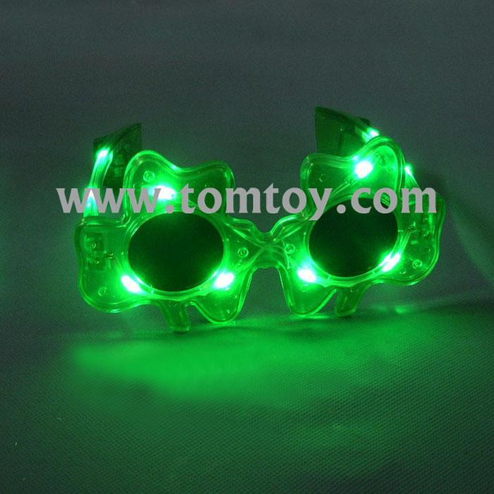 LED Light Up Green Shamrock Sunglasses-Tomtoy