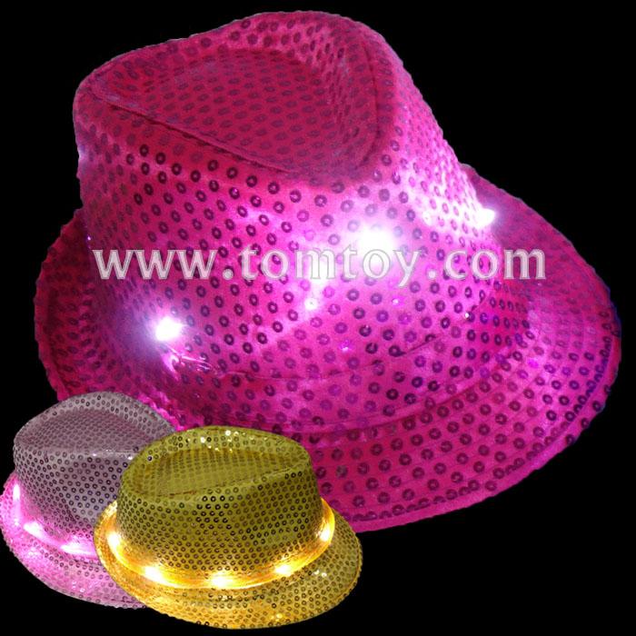 LED Light Up Sequin Fedora Hat-Tomtoy