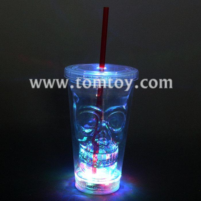 LED Light Up Skull Cup With Straw-Tomtoy