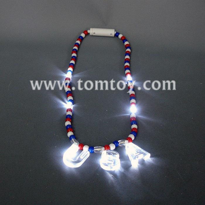 LED USA Red-White-Blue Bead Necklace-Tomtoy