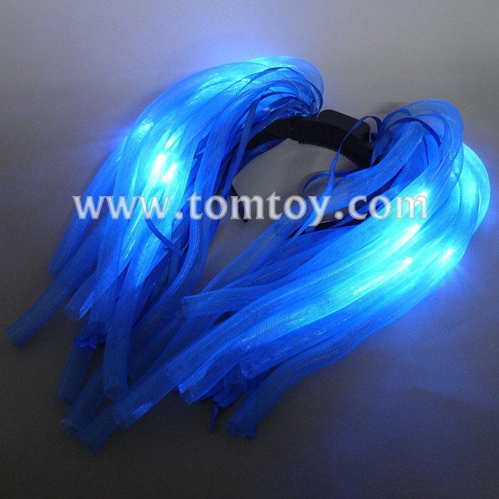 Light Up Blue Hair Noodles Headband with Blue Ribbon-Tomtoy