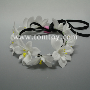 Lily Flower Crown with Adjustable Ribbon for Wedding Festivals-Tomtoy