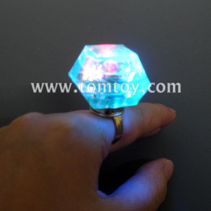 Plastic Square Light Up Rings Aquamarine-Tomtoy